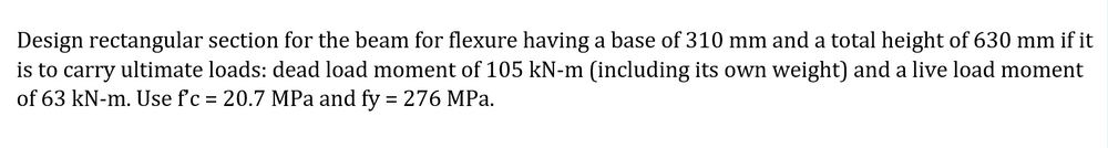Solved Design rectangular section for the beam for flexure | Chegg.com