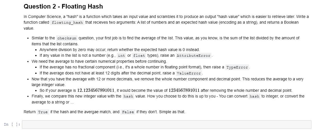 Solved Question 2 - Floating Hash In Computer Science, a | Chegg.com