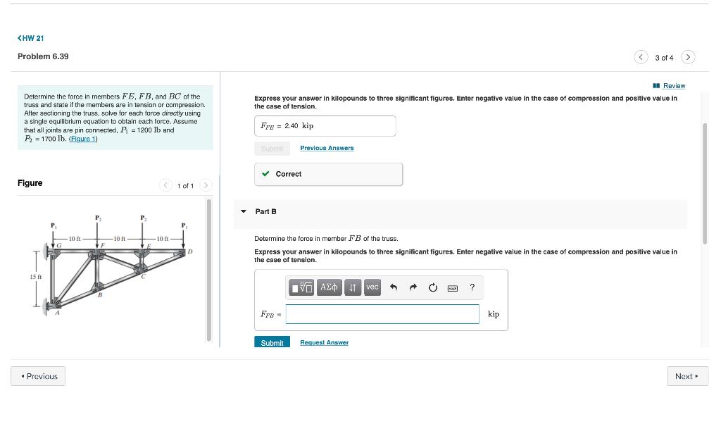 Solved 1 Review Express your answer in kilopounds to three | Chegg.com