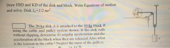Solved Draw FBD and KD of the disk and block. Write | Chegg.com