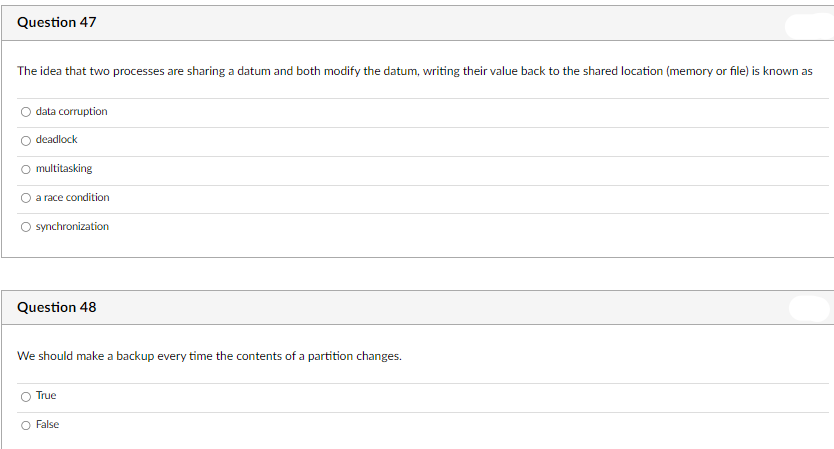 Solved The idea that two processes are sharing a datum and | Chegg.com