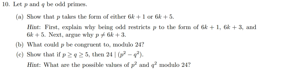 Solved Let p ﻿and q ﻿be odd primes.(a) ﻿Show that p ﻿takes | Chegg.com