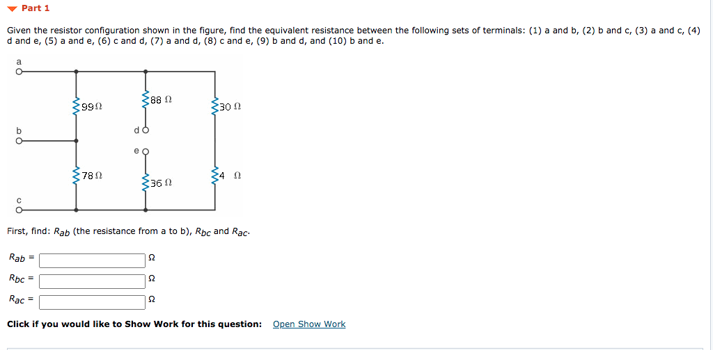 Solved Part 1 Given the resistor configuration shown in the | Chegg.com