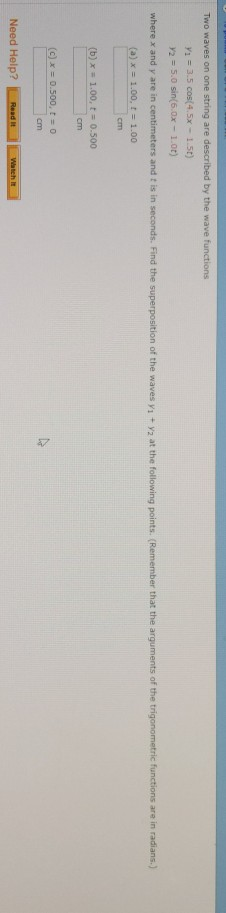 Solved Two waves on one string are described by the wave f | Chegg.com