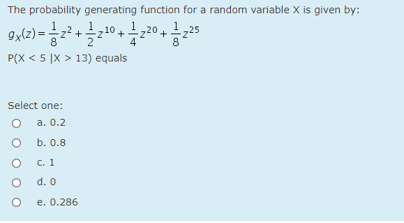 Solved The probability generating function for a random | Chegg.com