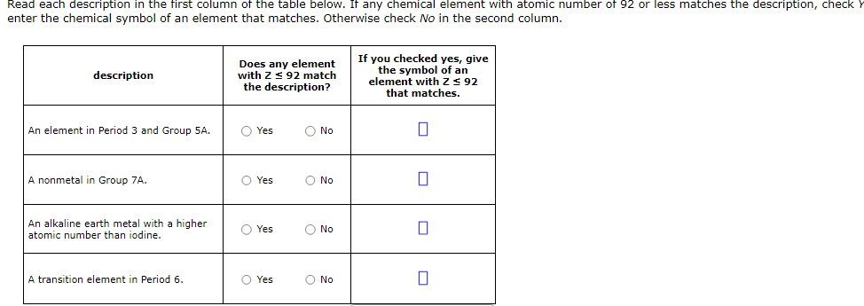 Solved Read each description in the first column of the | Chegg.com