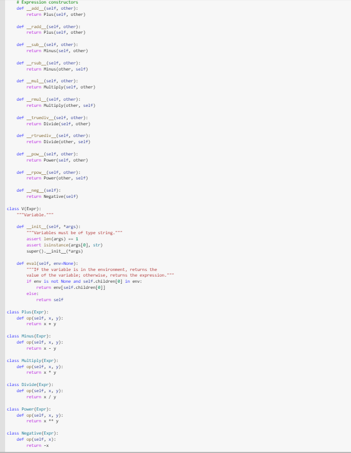 Python Problem Starting Code: class Expr: | Chegg.com