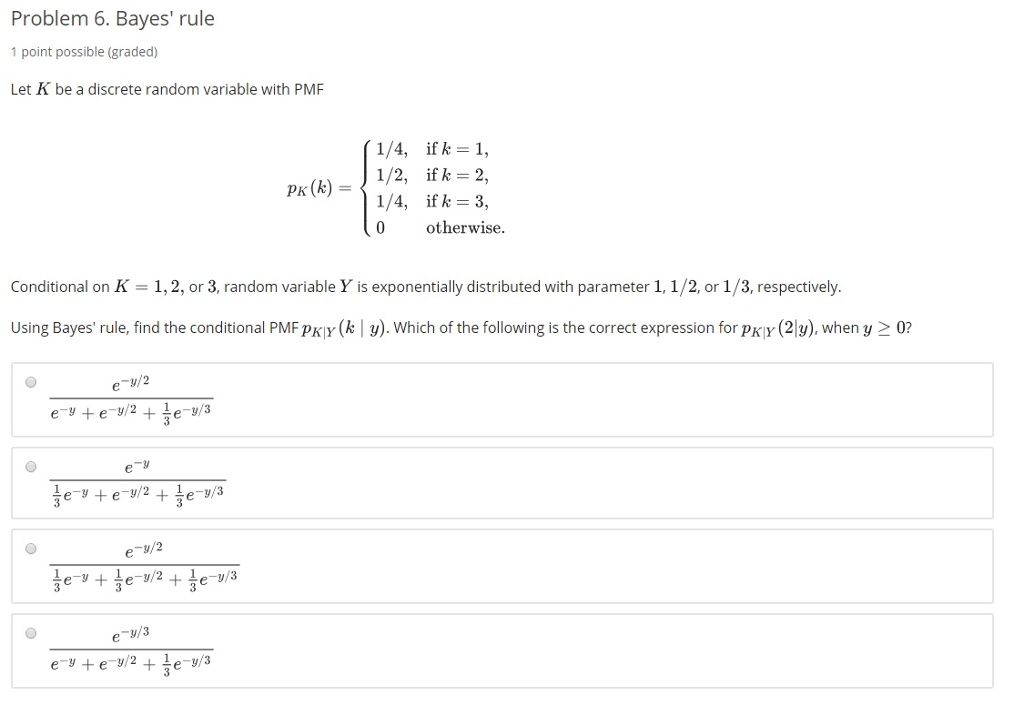 Solved Problem 6 Bayes Rule 1 Point Possible Graded Let