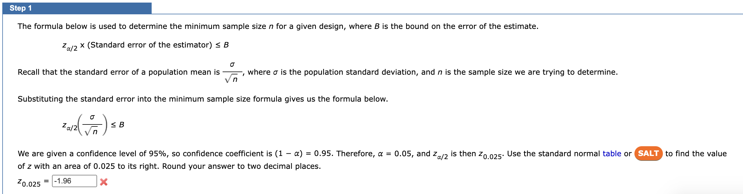 Solved The formula below is used to determine the minimum | Chegg.com