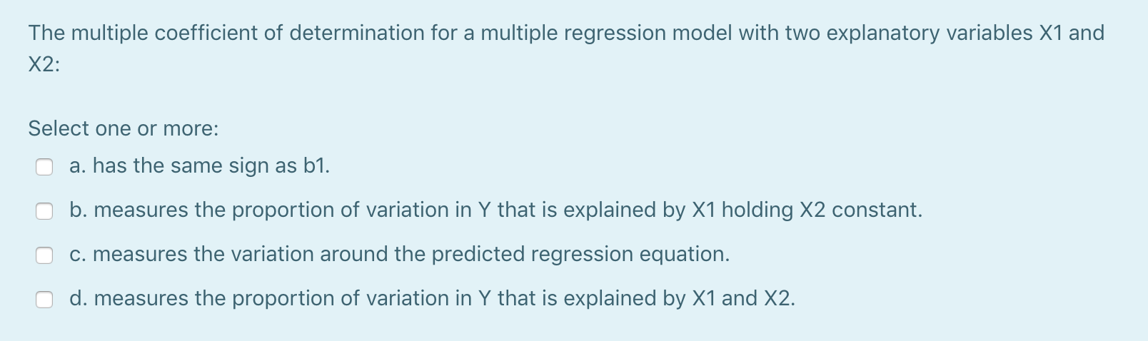 Solved The multiple coefficient of determination for a | Chegg.com