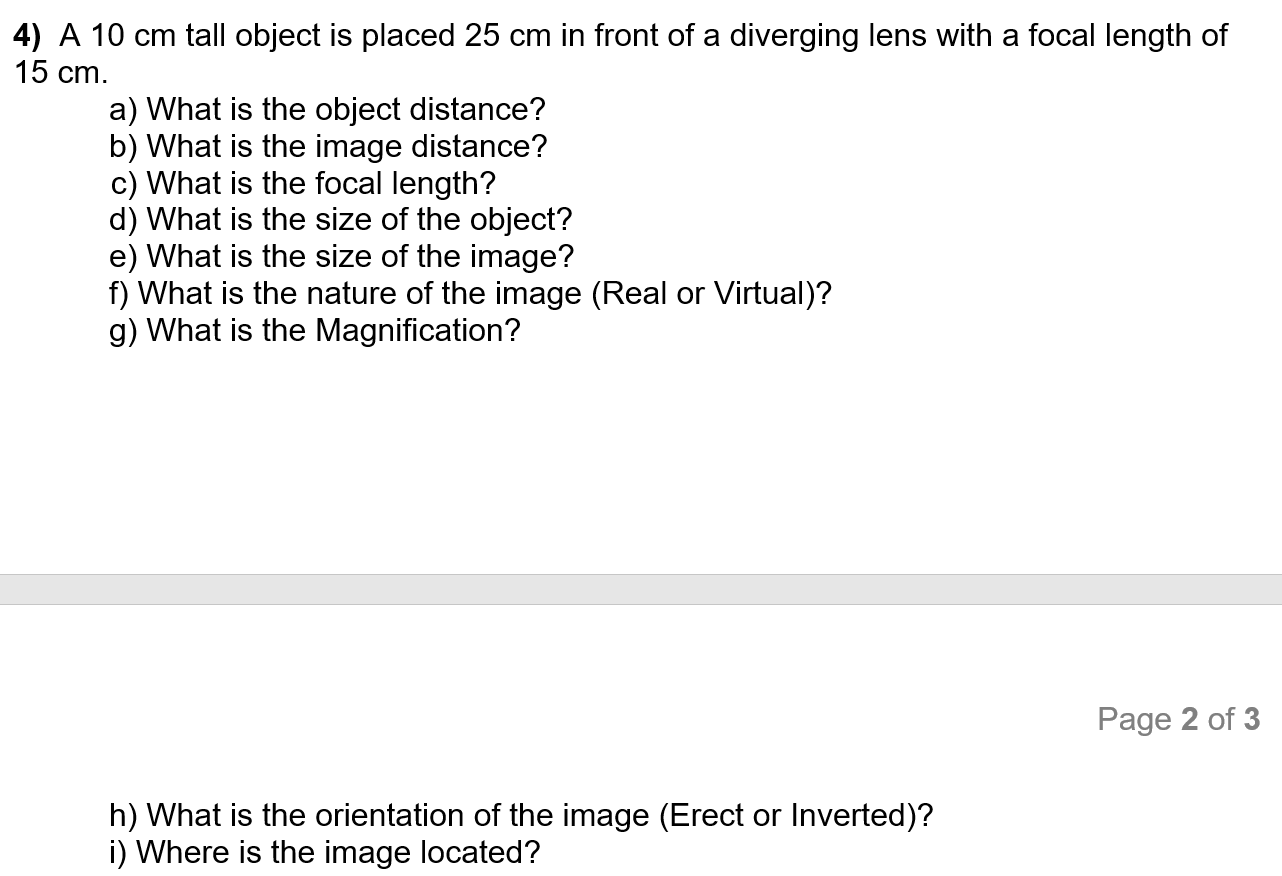 Solved 4) A 10 cm tall object is placed 25 cm in front of a | Chegg.com