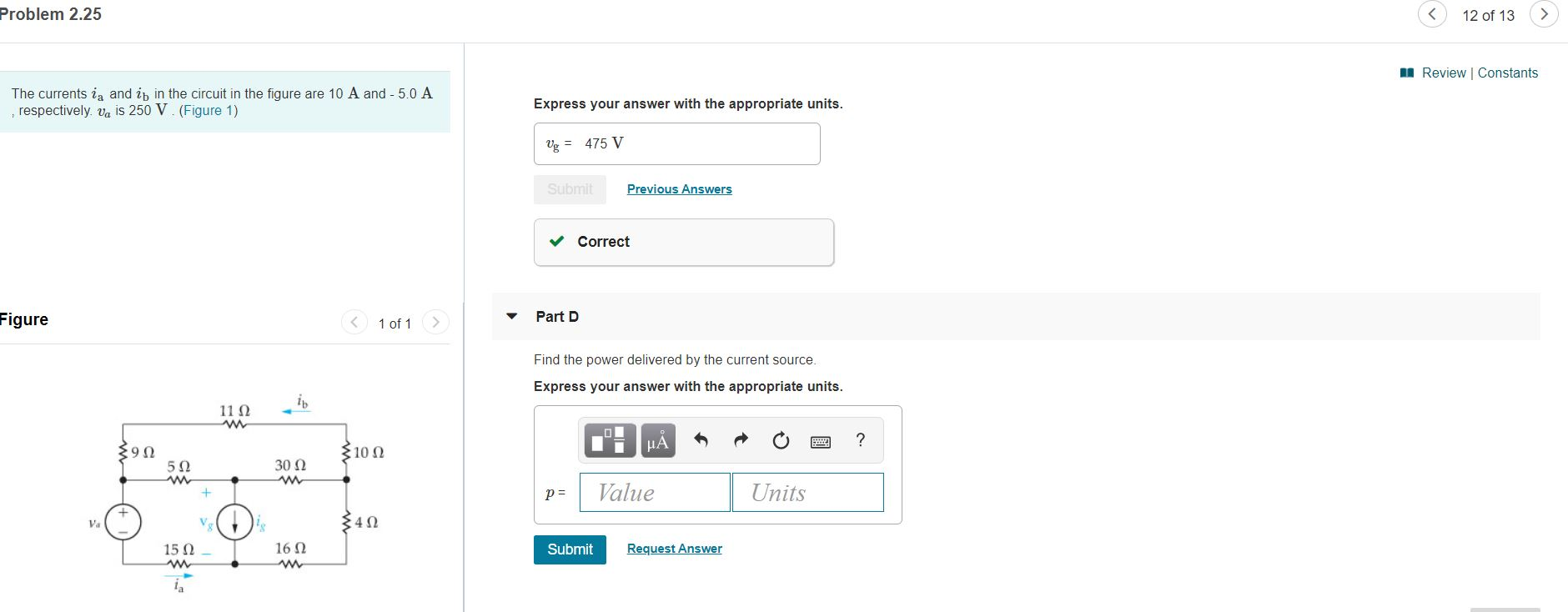 Solved Problem 2.25 ( 12 of 13 > Review Constants The | Chegg.com