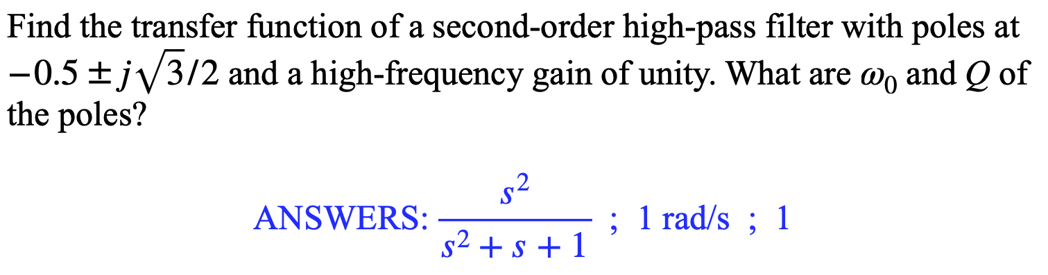 Solved Find the transfer function of a second-order | Chegg.com