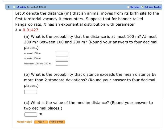 Solved 1. -15 points DevoreStat9 4.E.060. My Notes Ask Your | Chegg.com