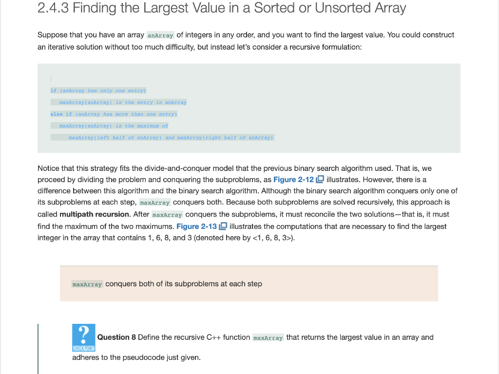 Solved Implement the algorithm maxArray, discussed in | Chegg.com