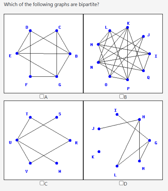 Solved Which of the following graphs are bipartite? | Chegg.com