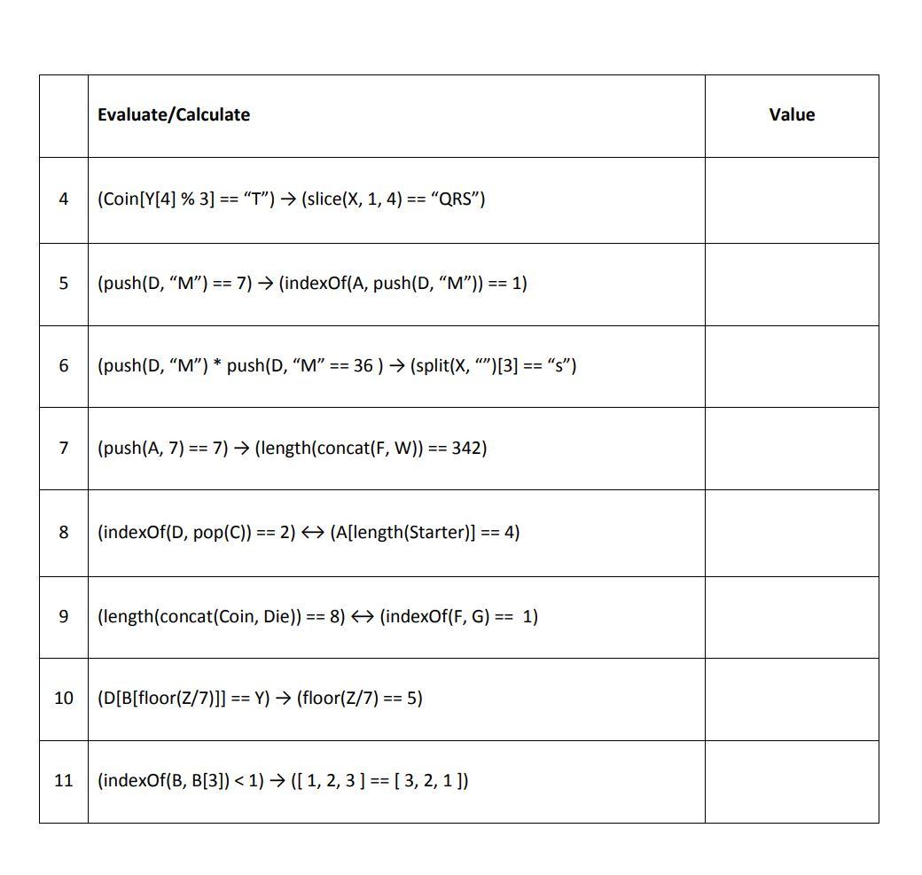Evaluate/Calculate Value 4 (Coin[Y[4] % 3] == "T") → | Chegg.com