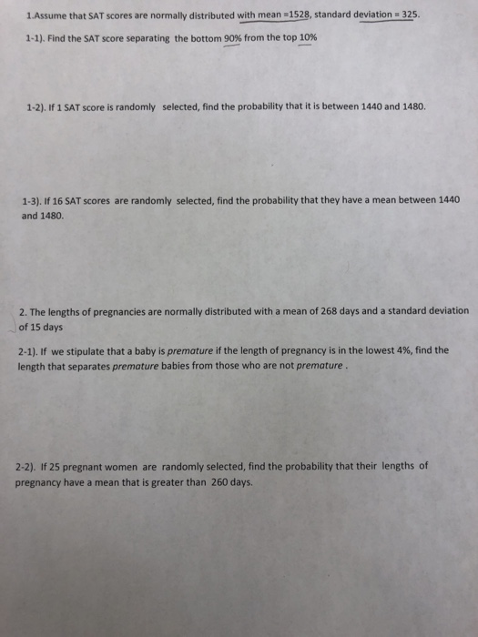 Solved 1.Assume that SAT scores are normally distributed | Chegg.com