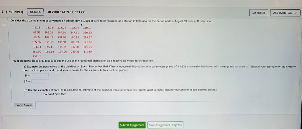 Solved 6. (-/3 Points) DETAILS DEVORESTAT9 6.E.503.XP. MY | Chegg.com Solved 6. (-/3 Points) DETAILS DEVORESTAT9 6.E.503.XP. MY | Chegg.com
