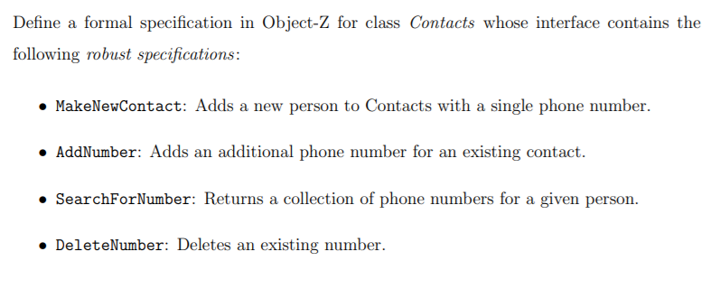 Use the Z Specification Language using LATEX Here | Chegg.com