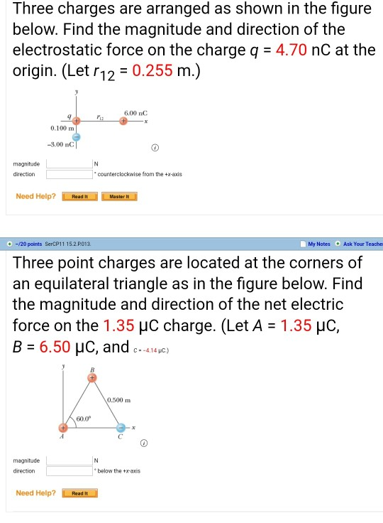 Solved Three charges are arranged as shown in the figure | Chegg.com