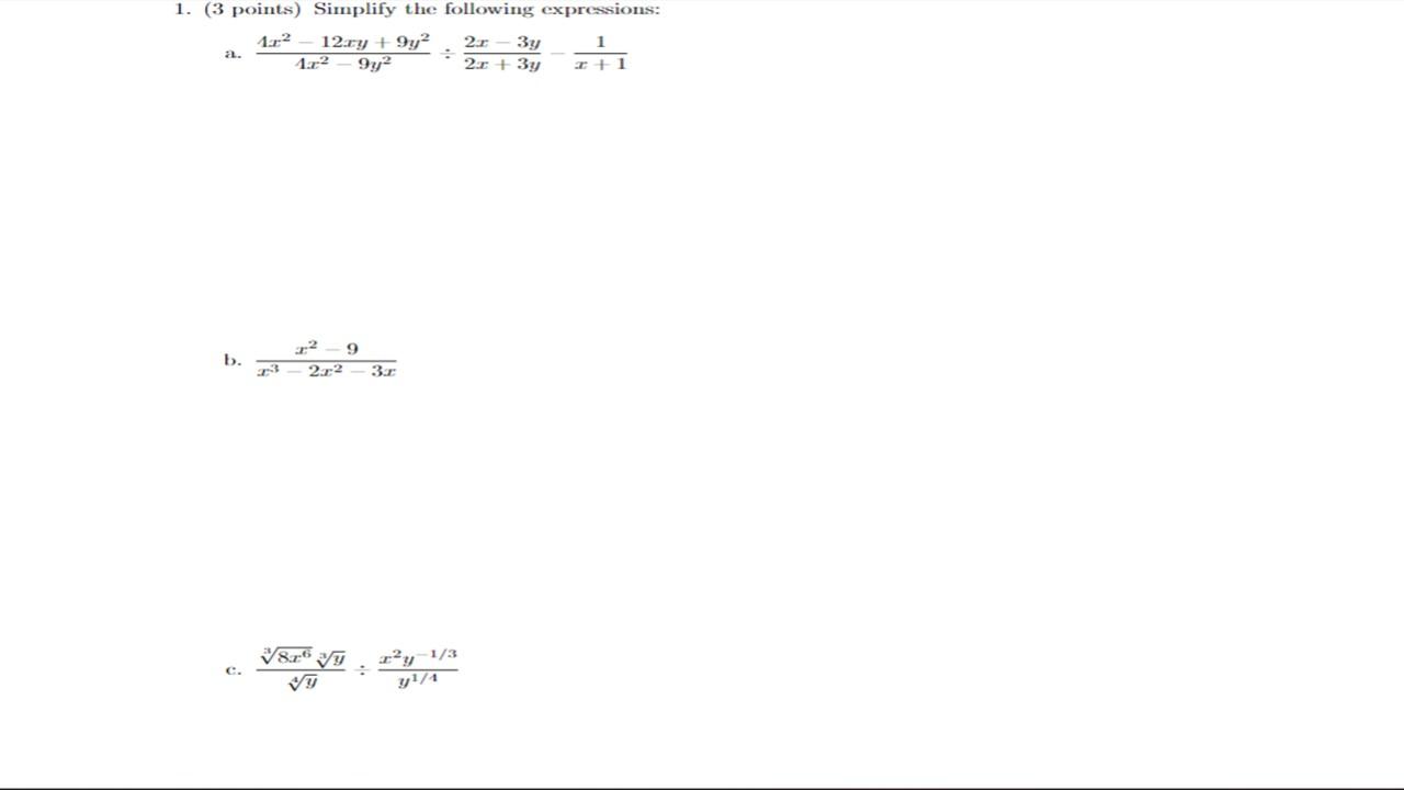 Solved A 4x2−9y24x2−12xy 9y2÷2x 3y2x−3y−x 11 B