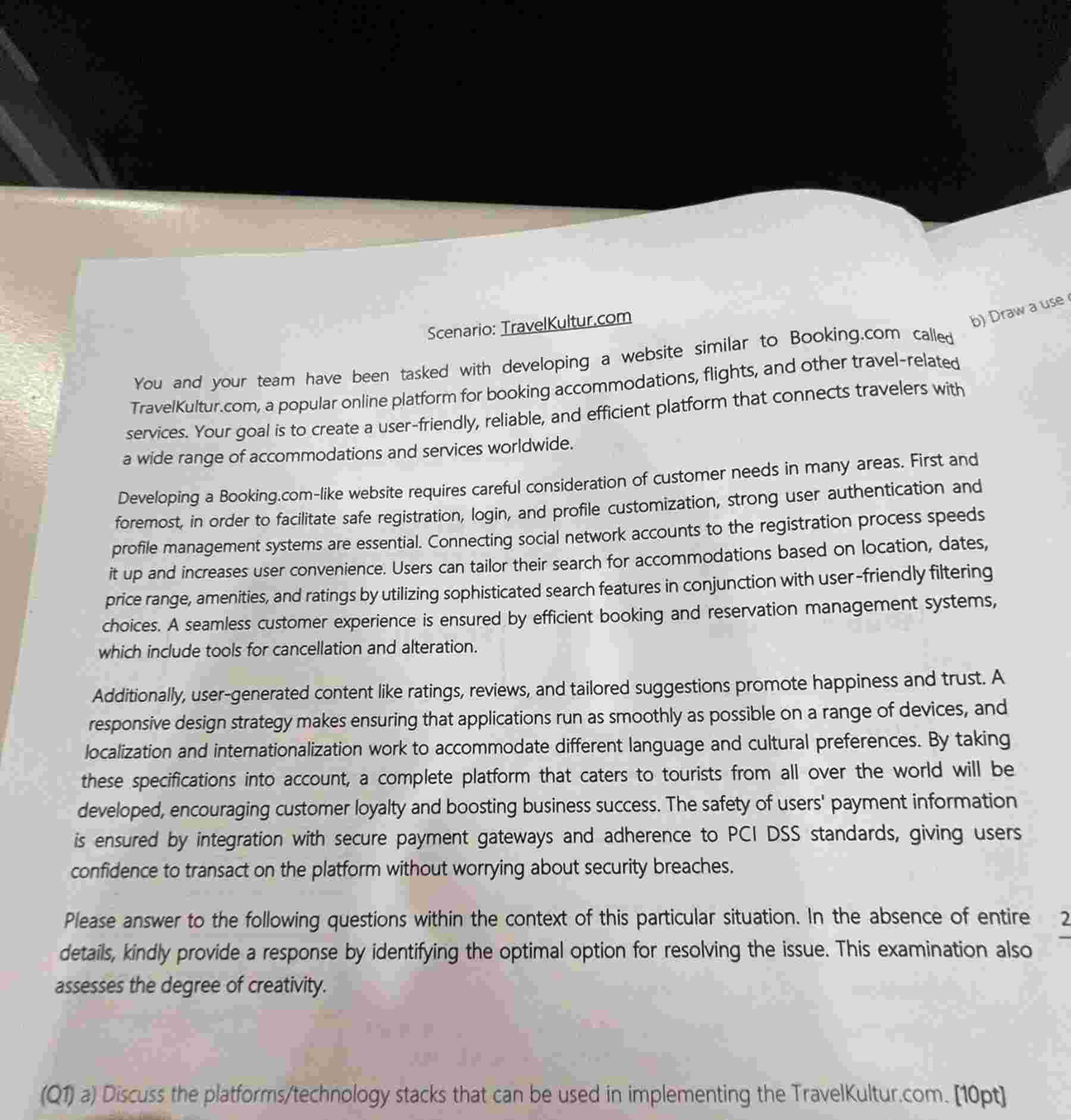 Solved You and your team have been tasked with developing a | Chegg.com