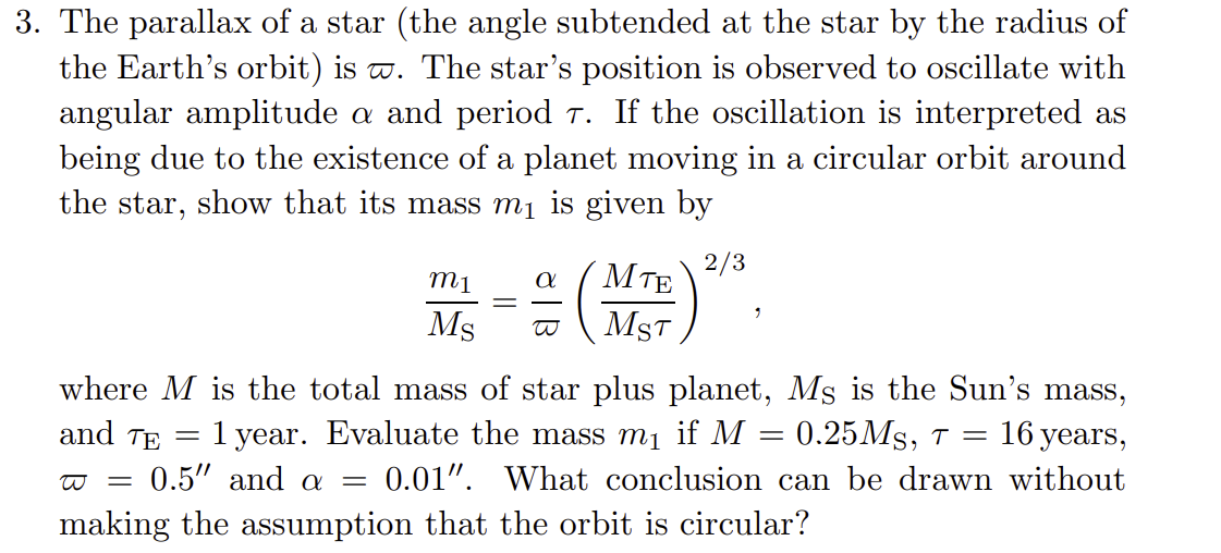 Solved The parallax of a star (the angle subtended at the | Chegg.com