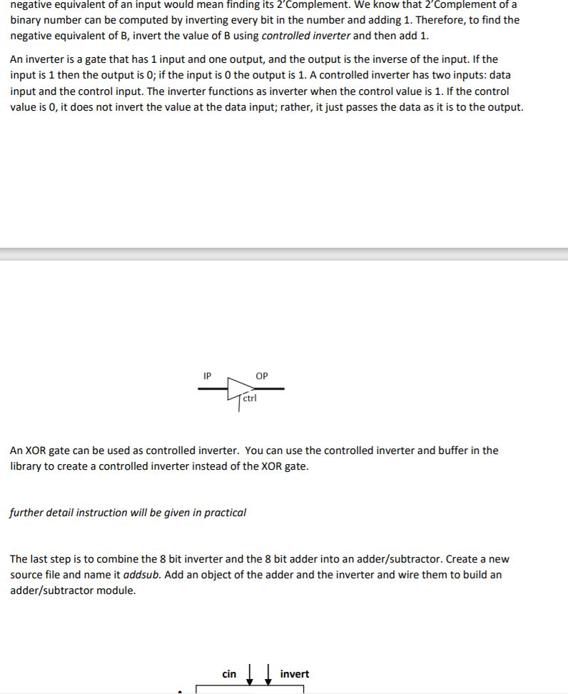 Aim: Design a 8 bit Module that performs addition and | Chegg.com