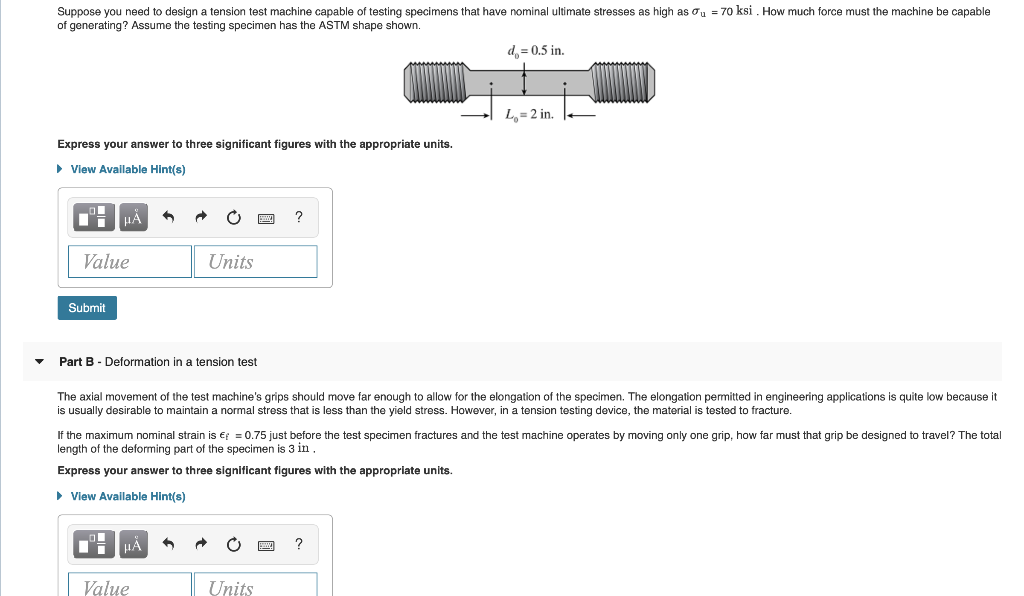 Solved Suppose you need to design a tension test machine | Chegg.com