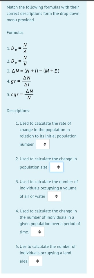 Solved Match the following formulas with their correct | Chegg.com