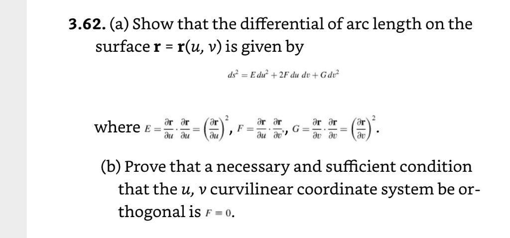 Solved 3.62. (a) Show that the differential of arc length on | Chegg.com
