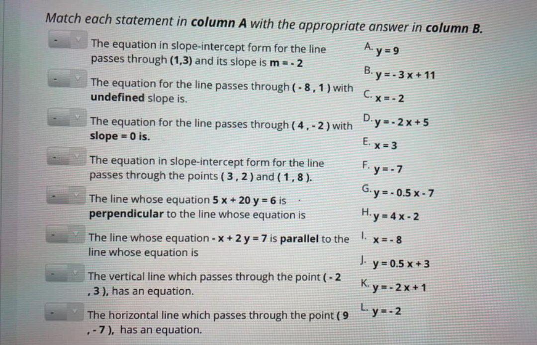 Solved Match each statement in column A with the appropriate | Chegg.com