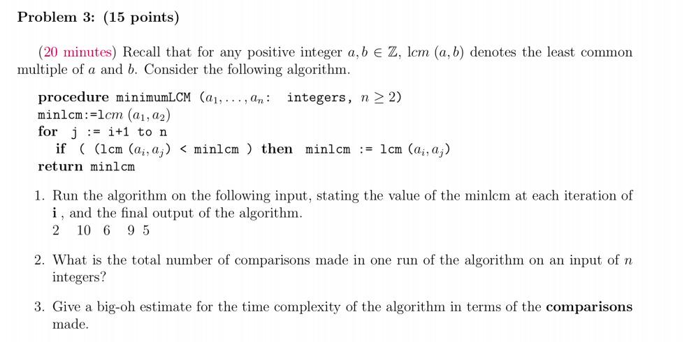 Solved Problem 3: (15 points) (20 minutes) Recall that for | Chegg.com