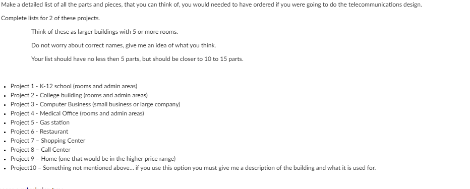 Solved Make a detailed list of all the parts and pieces, | Chegg.com