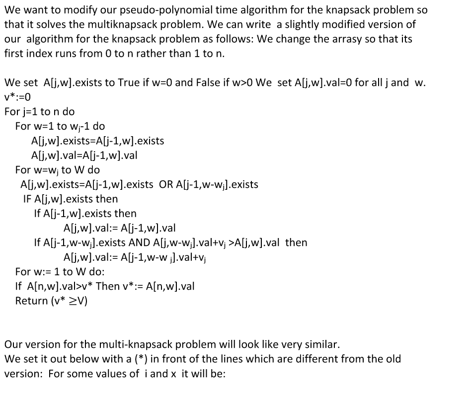 We want to modify our pseudo-polynomial time | Chegg.com