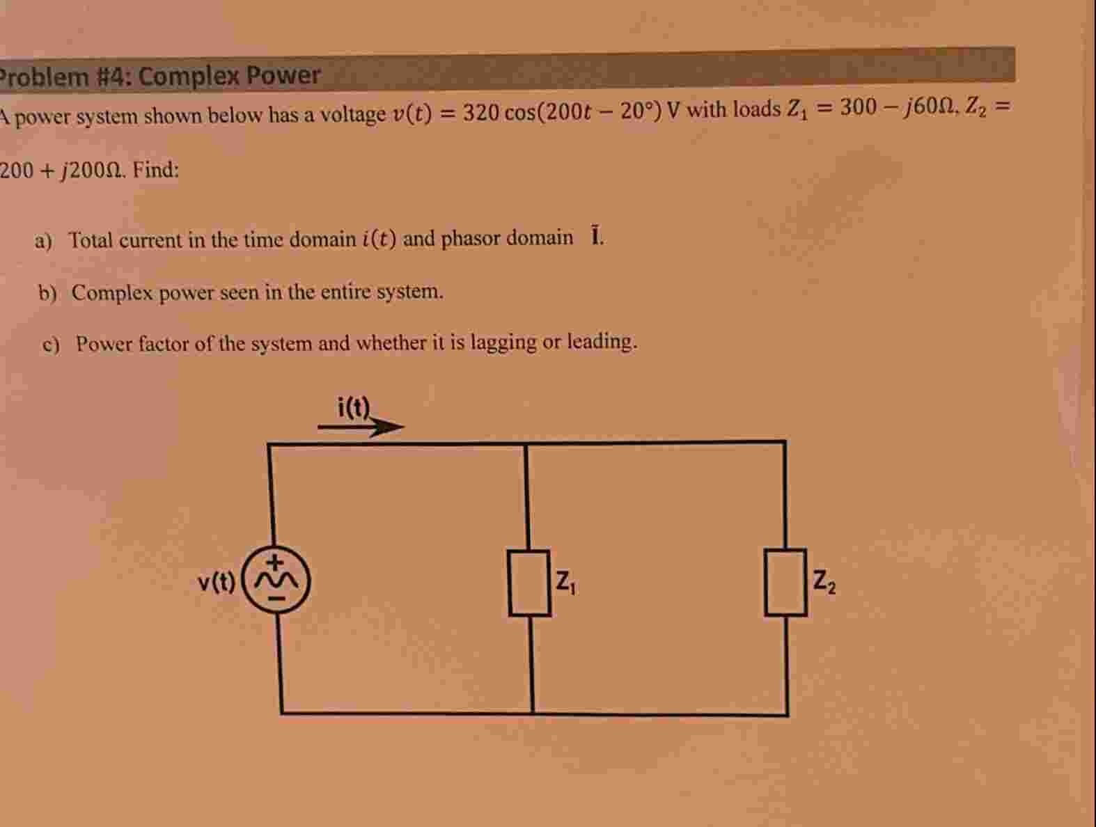 A power system shown below has a voltage | Chegg.com
