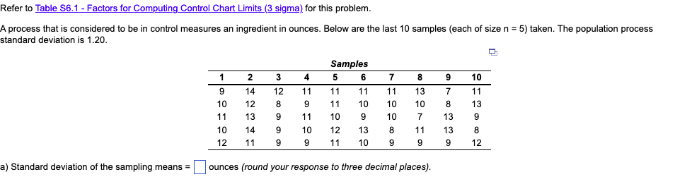 Solved Refer to Table 56.1 - Factors for Computing Control | Chegg.com