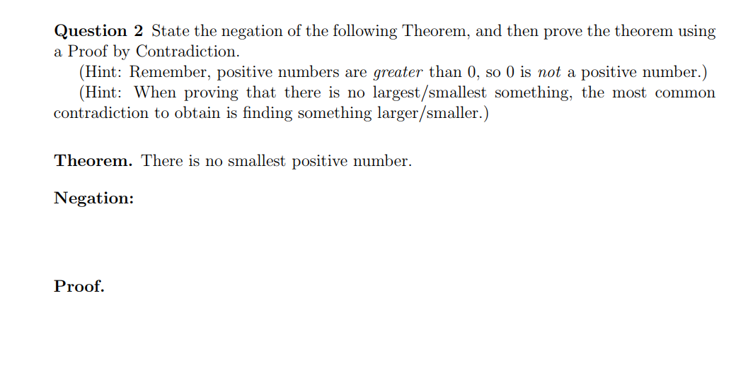 Solved Question 2 State the negation of the following | Chegg.com