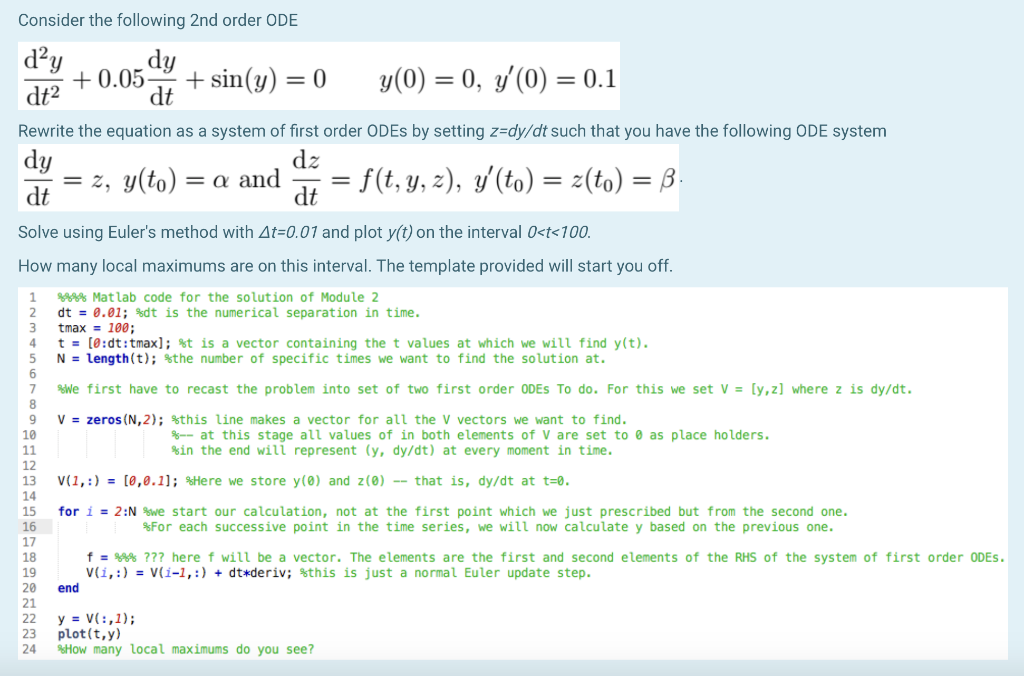 Solved Consider the following 2nd order ODE day +0.0504 + | Chegg.com