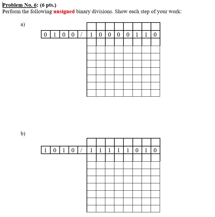 Solved Problem No. 6: (6 pts.) Perform the following | Chegg.com