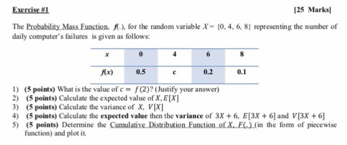 Solved Exercise#1 25 Marks The Probability Mass Function. | Chegg.com