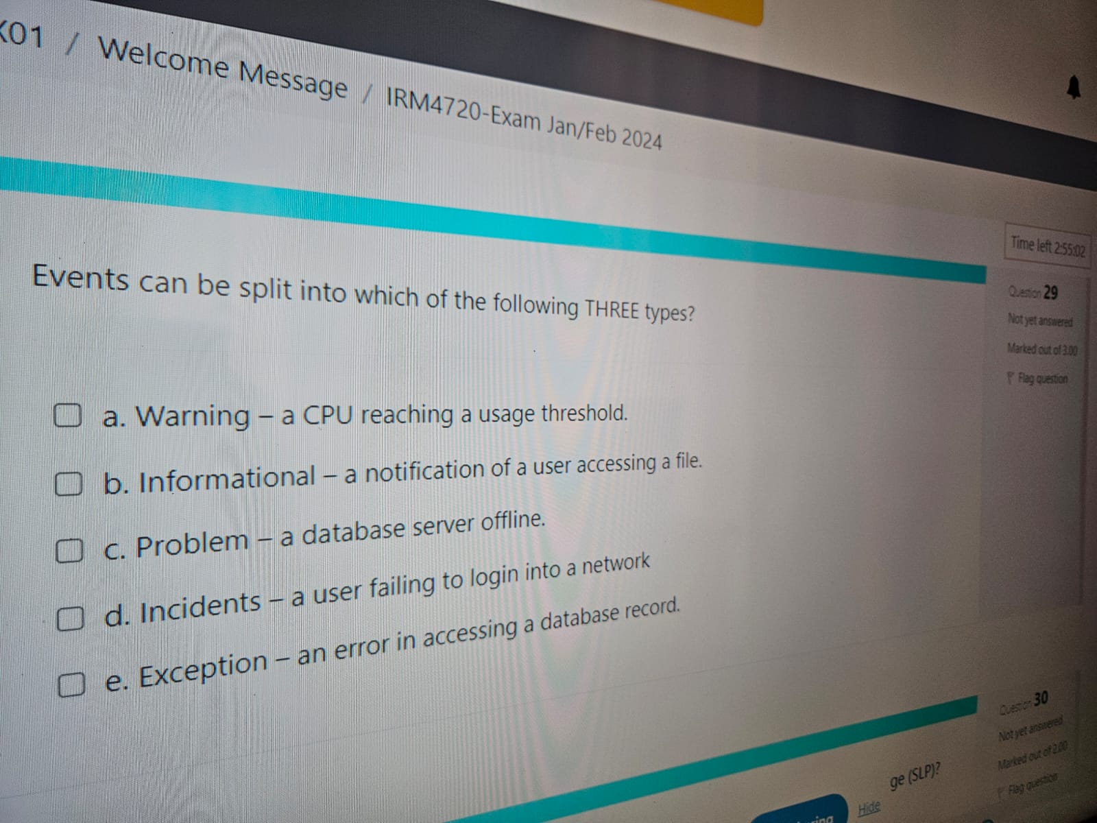 Solved Events can be split into which of the following THREE | Chegg.com