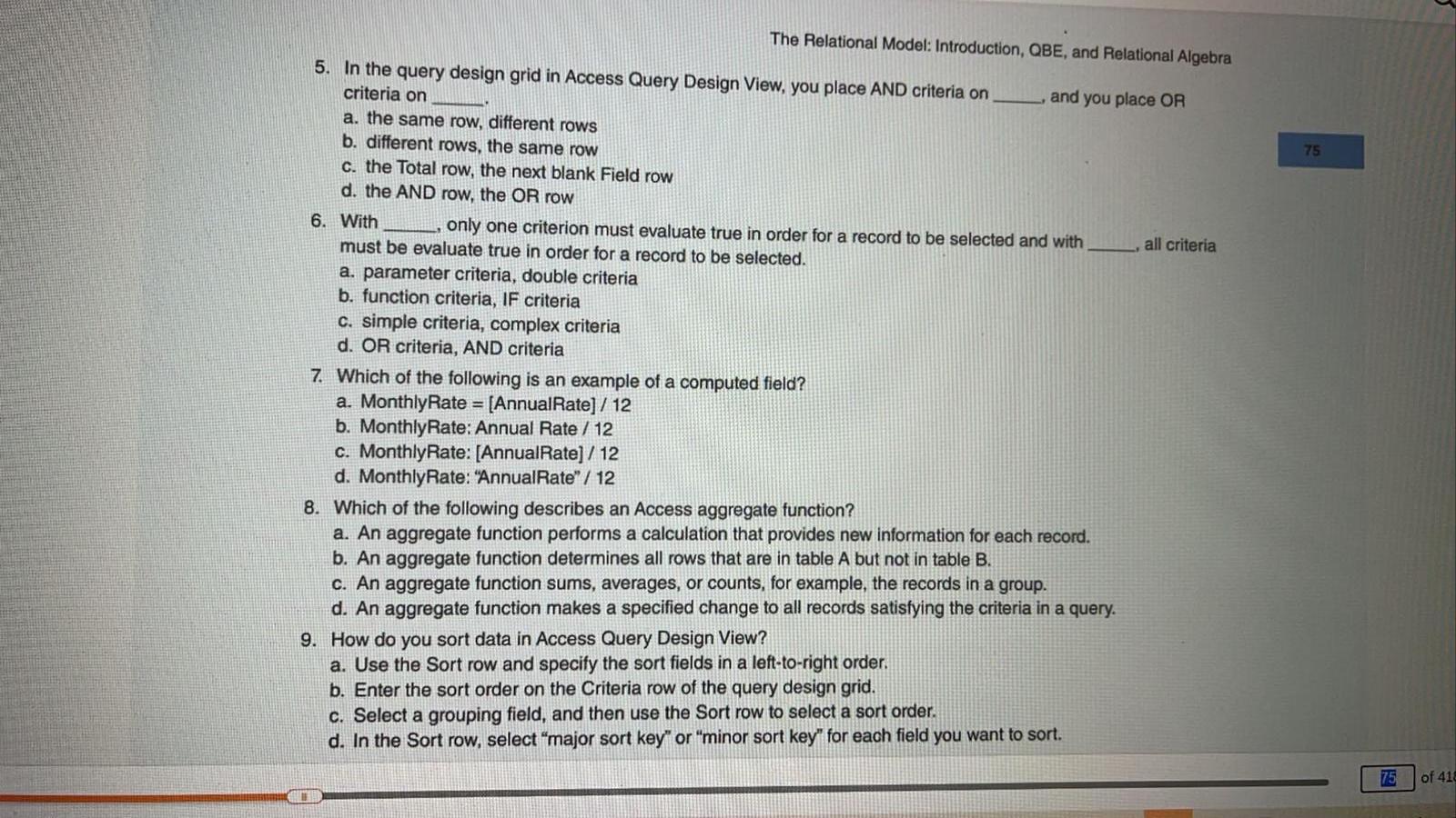 Solved The Relational Model Introduction Qbe And