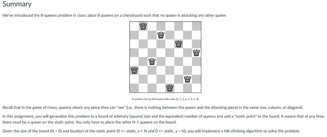 Summary We've introduced the 8-queens problem in | Chegg.com