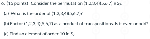 Solved 6. (15 points) Consider the permutation | Chegg.com