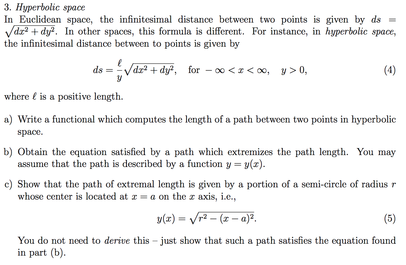 Solved 3. Hyperbolic space In Euclidean space, the | Chegg.com