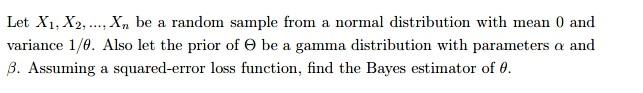 Solved Let X1,X2,…,Xn be a random sample from a normal | Chegg.com
