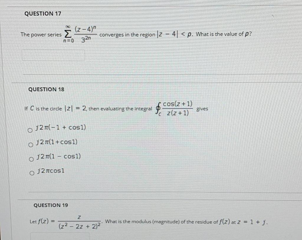 Solved QUESTION 13 I in(2) 2 The complex number e is | Chegg.com