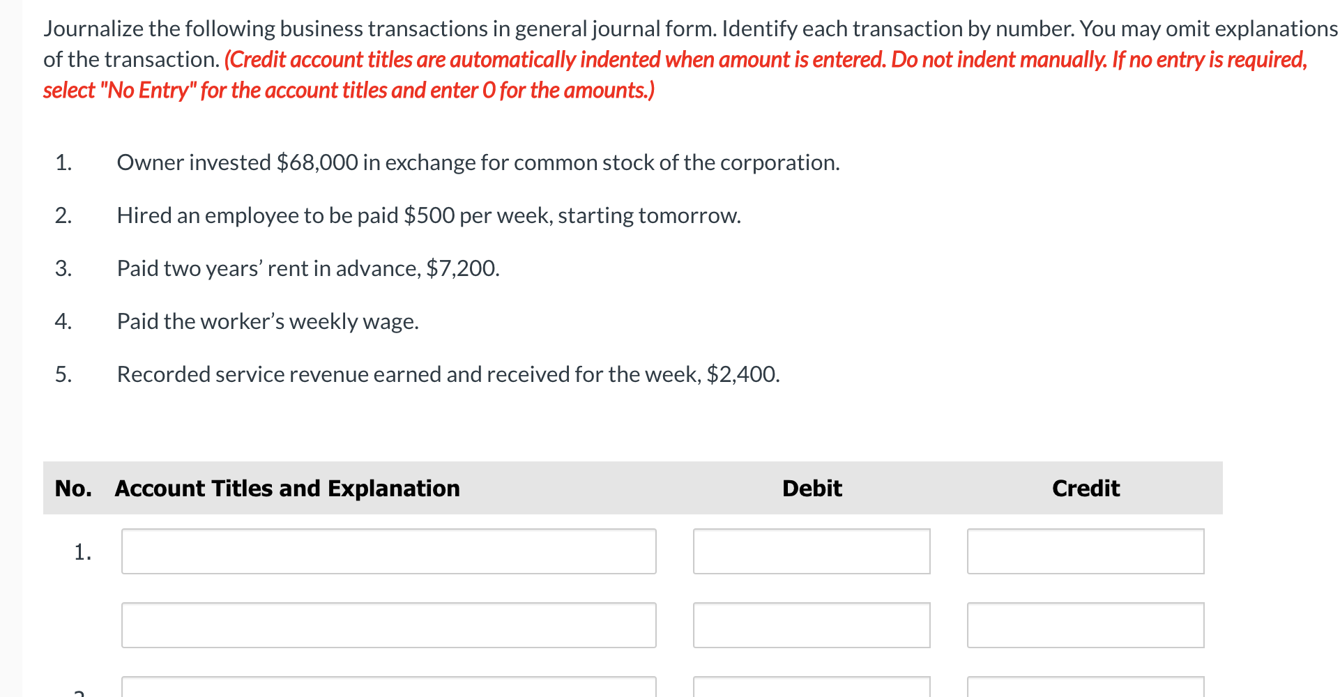 Solved Journalize the following business transactions in | Chegg.com